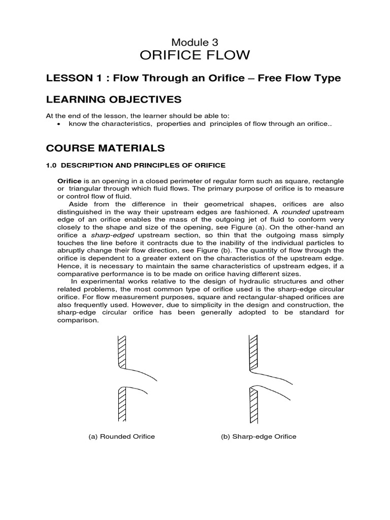 Module 3 - Orifice Flow Lesson 1 | PDF | Physical Phenomena | Civil ...