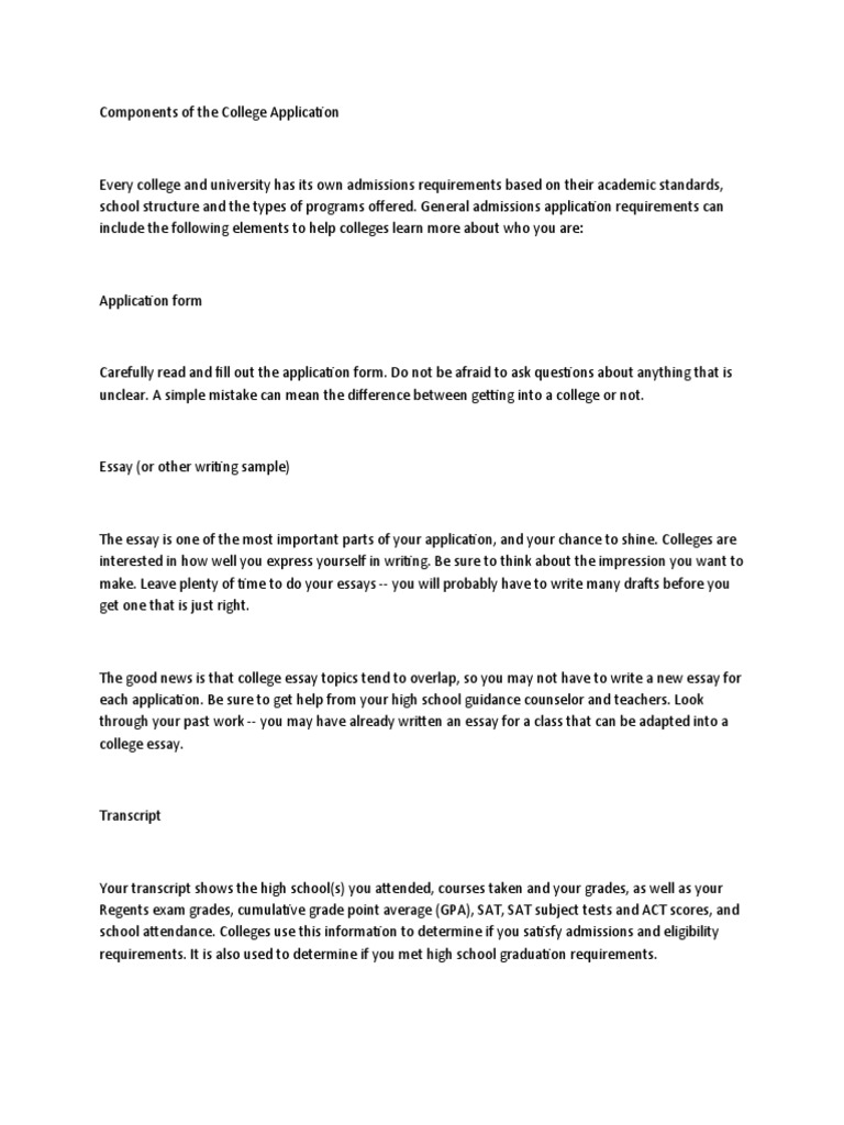 College Application Components Guide | PDF | Sat | Essays