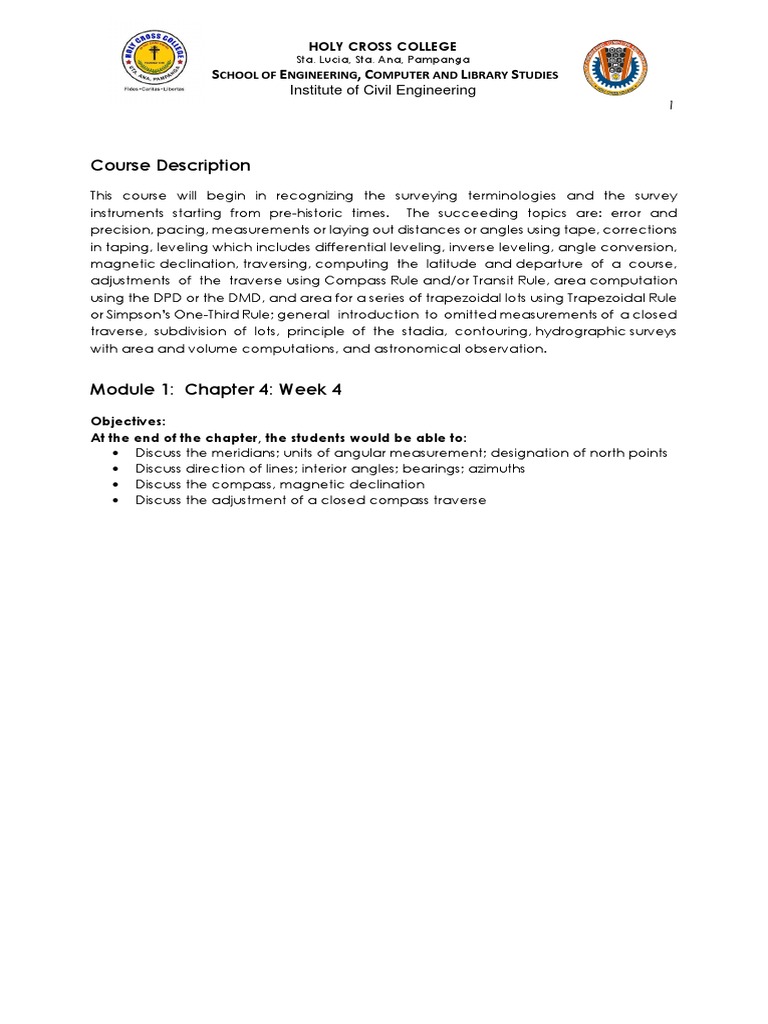 Module 1 Chapter 4 Week 4 Fundamentals of Surveying Lecture | PDF ... Module 1 Chapter 4 Week 4 Fundamentals of Surveying Lecture | PDF ...