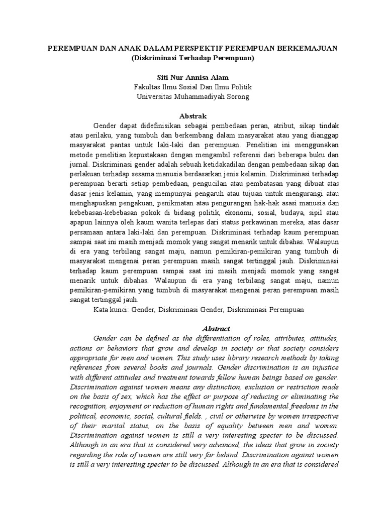 Diskriminasi Gender pada Perempuan | PDF