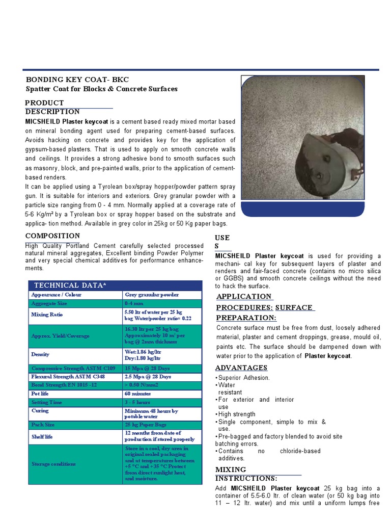 Micshield Plaster Keycoat: Bonding Key Coat-Bkc Spatter Coat For Blocks ...