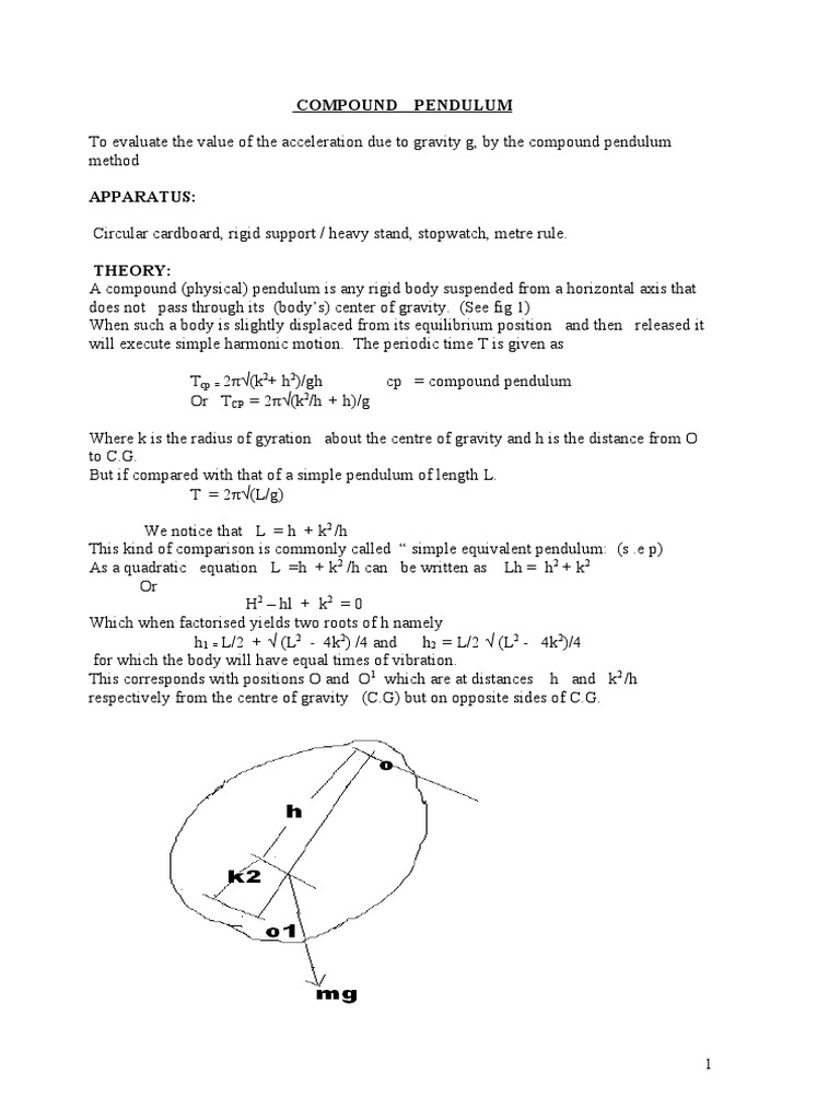 Compound Pendu Lum | PDF | Pendulum | Center Of Mass