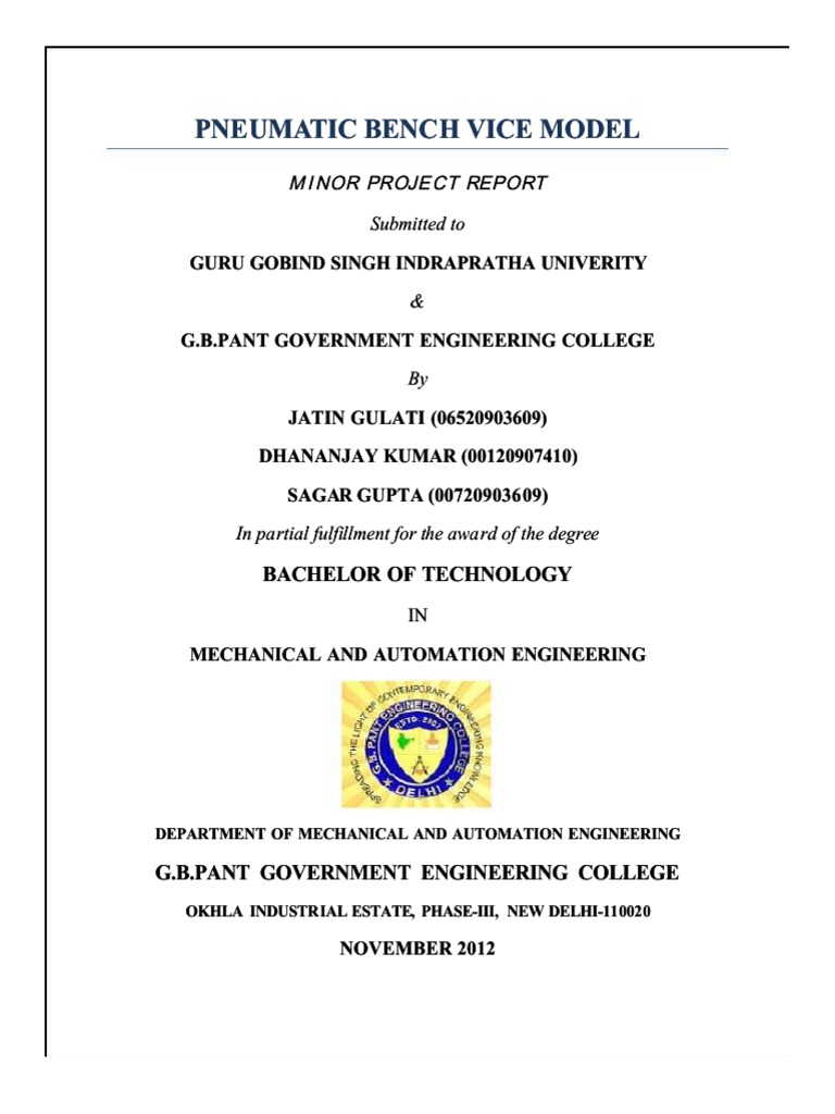 Pneumatic Bench Vice Model | PDF | Actuator | Valve