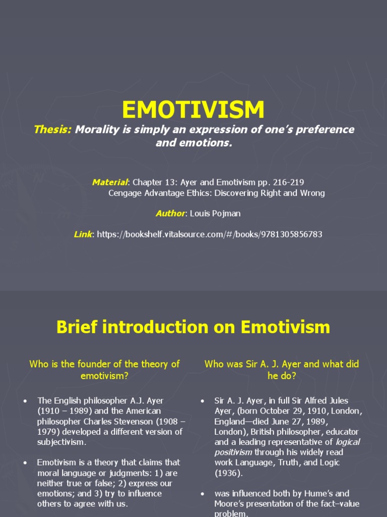 Emotivism: Morality Is Simply An Expression of One's Preference and ...