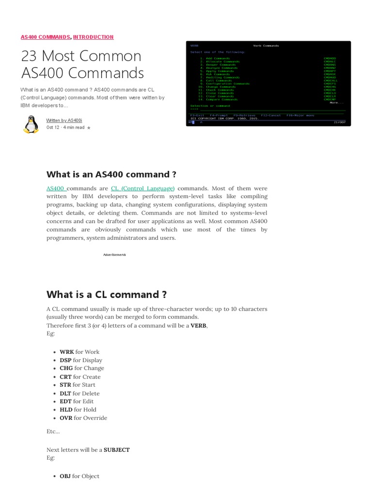 23 Most Common AS400 Commands - AS400 ISeries | PDF | Ibm Rpg | Computing