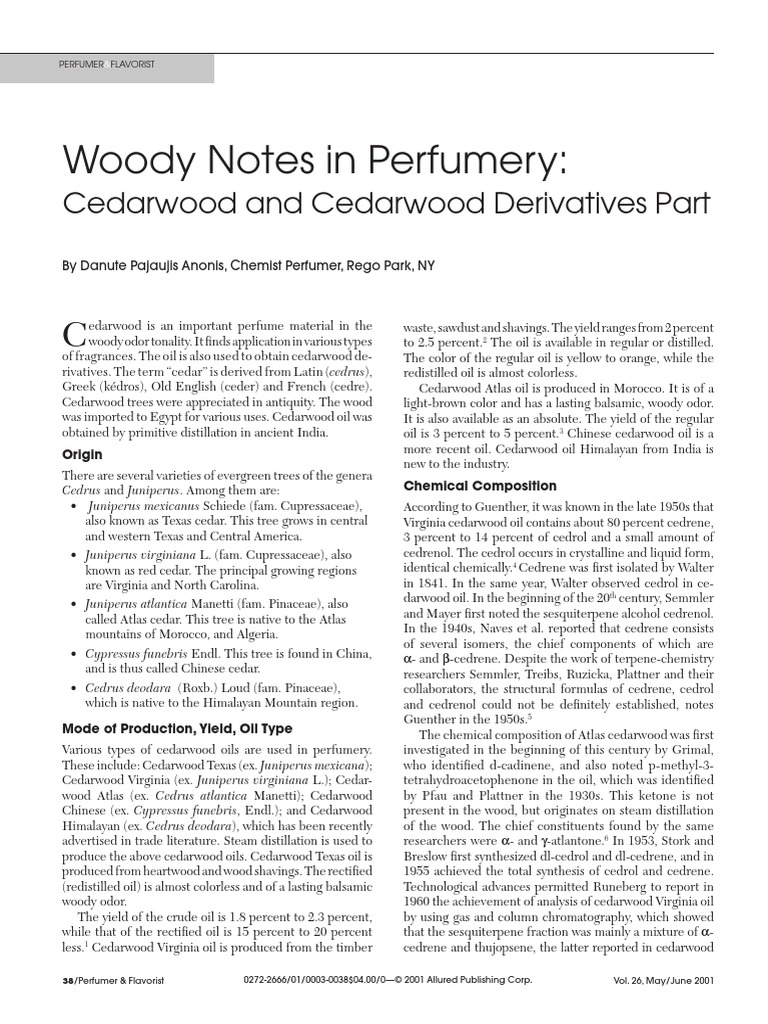 Woody Notes in Perfumery:: Cedarwood and Cedarwood Derivatives Part ...