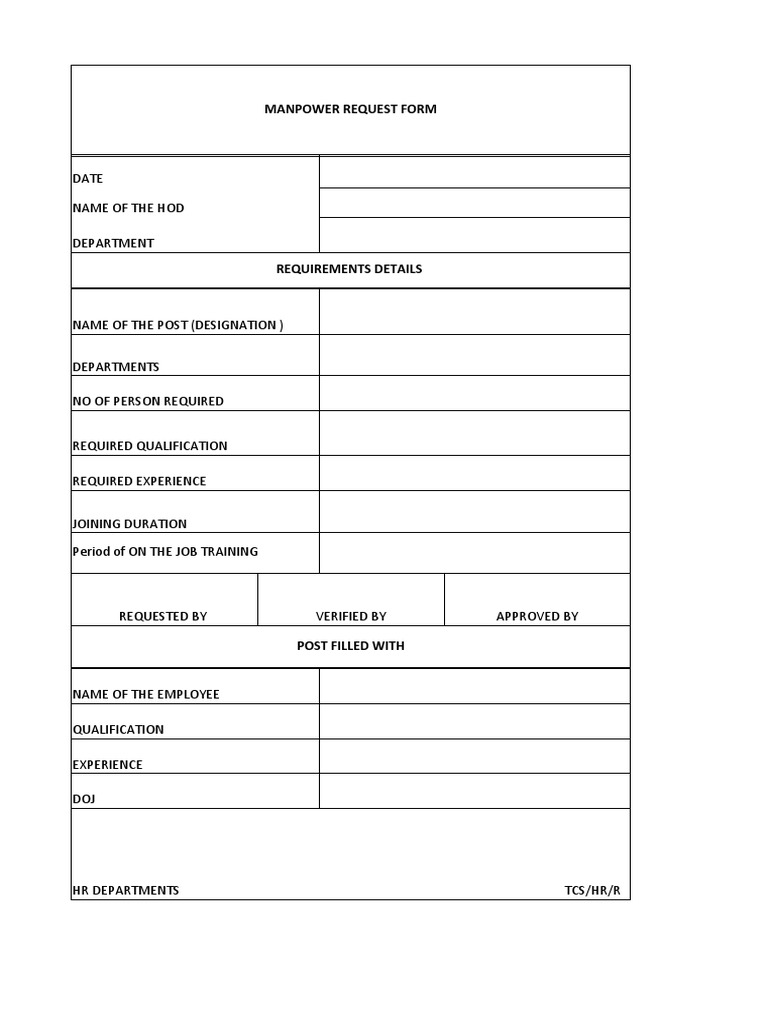 Manpower Request Form | PDF
