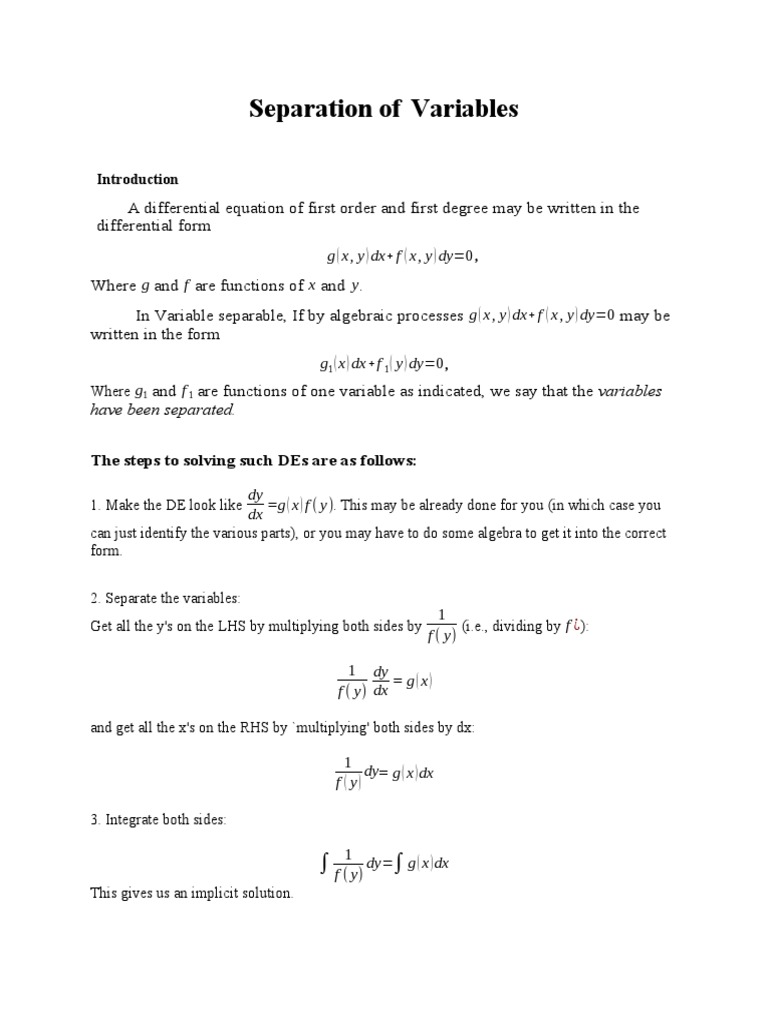Separation of Variables | PDF | Applied Mathematics | Mathematical Analysis