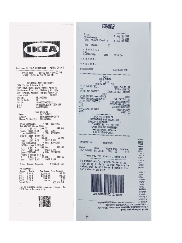 IKEA Crockery Bill | PDF