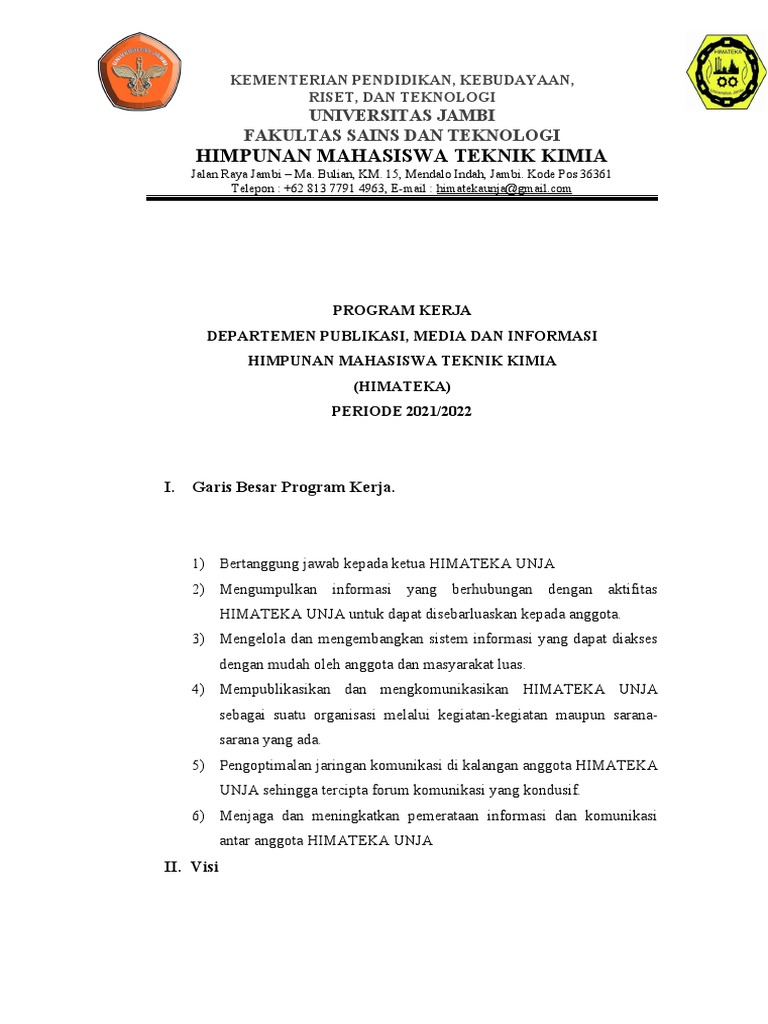 Program Kerja Departemen Publikasi, Media, Dan Informasi | PDF