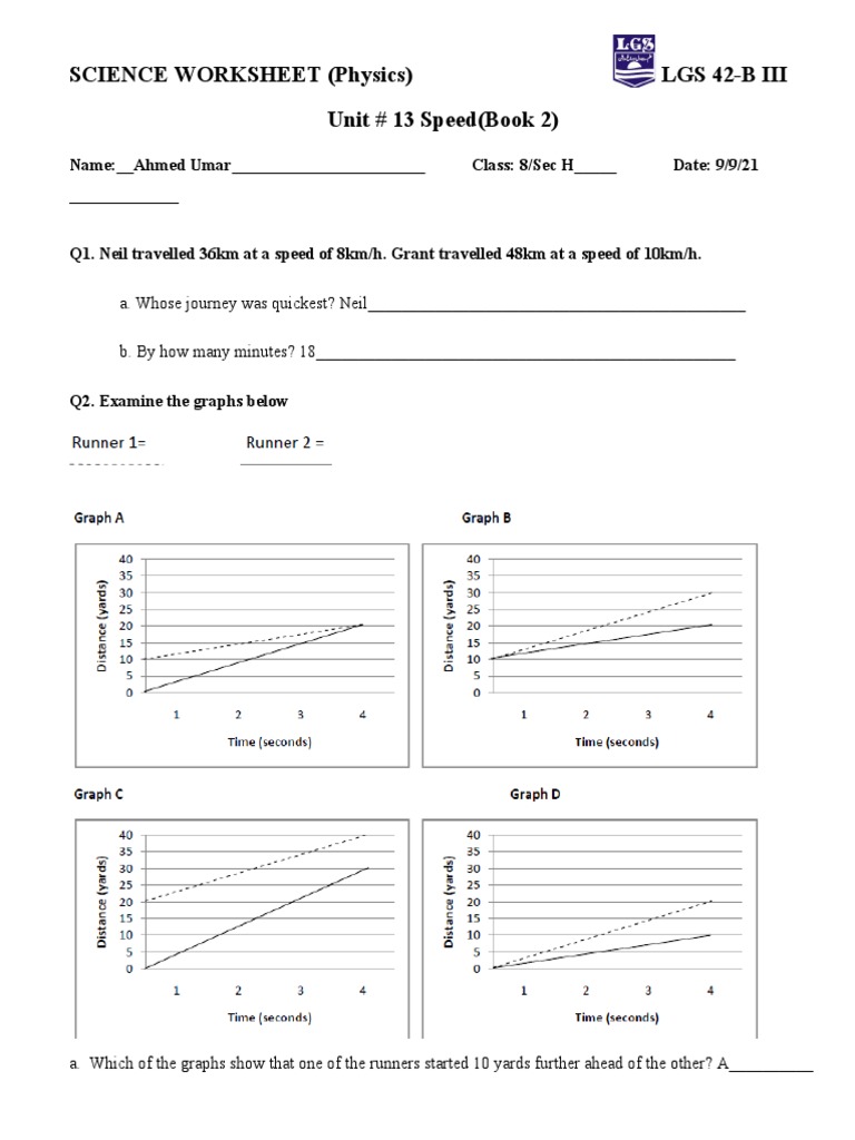 Speed Comparison: Neil vs. Grant | PDF