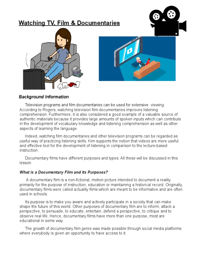 Types and Purposes of Documentaries | PDF | Documentary Film | Reading ...