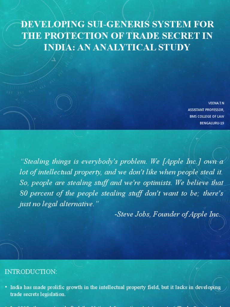 Developing Sui-Generis System For The Protection of Trade Secret in ...