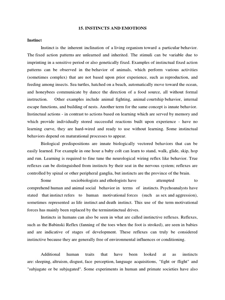 Instincts & Emotions | PDF | Instinct | Emotions