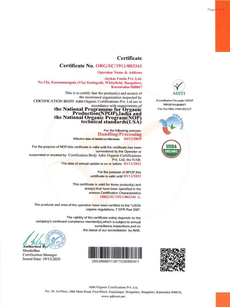 Jaykas Foods Pvt. Ltd. NOP, Scanned, Scope - 0001 | PDF
