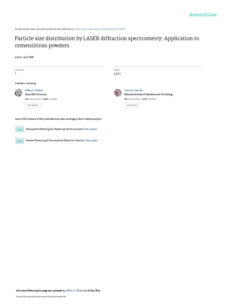 Particle Size Distribution by LASER Diffraction SP | PDF | Optics ...
