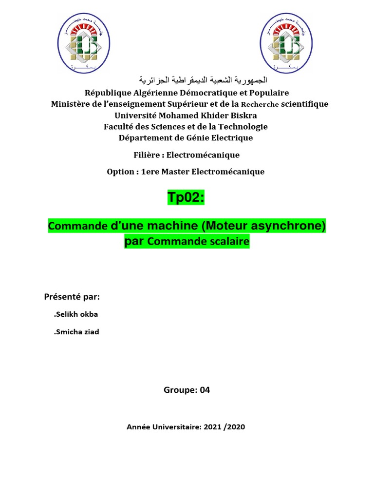Commande scalaire d'un moteur asynchrone | PDF | Électricité ...