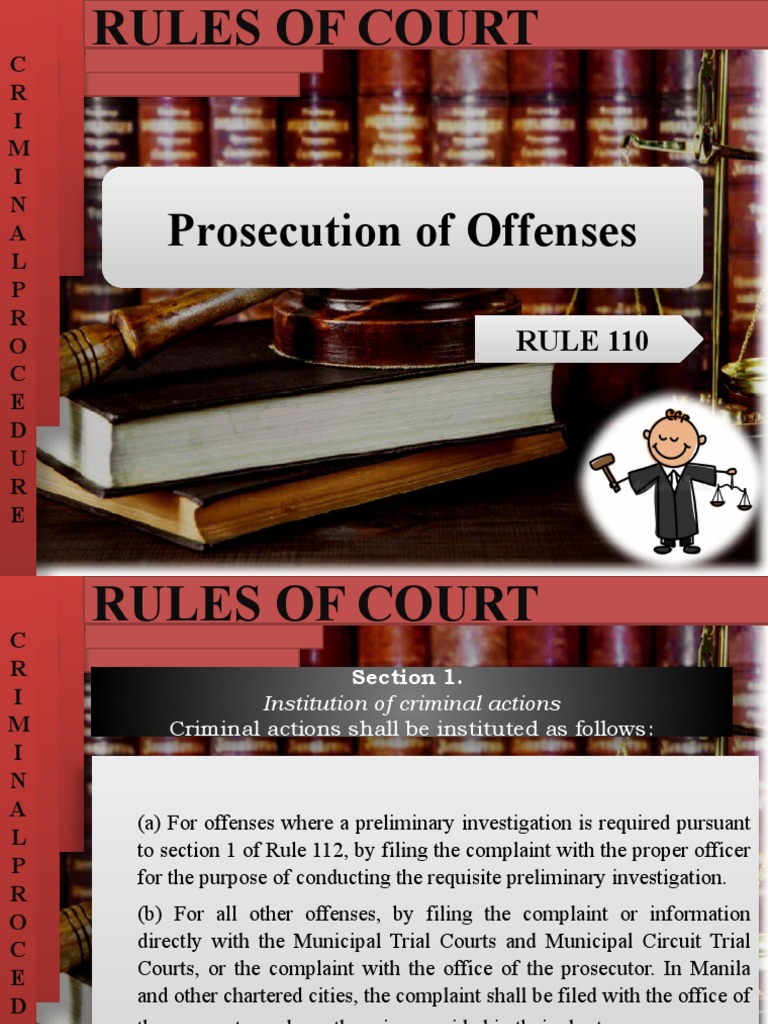 Prosecution of Offenses: RULE 110 | PDF | Lawsuit | Prosecutor