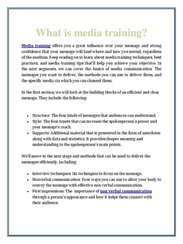What Is Media Training | PDF