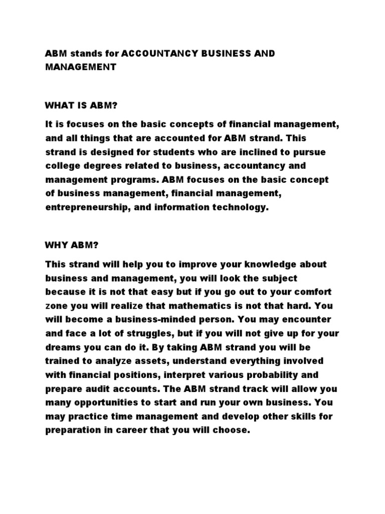 Benefits of Choosing the ABM Strand | PDF | Accounting | Cognition