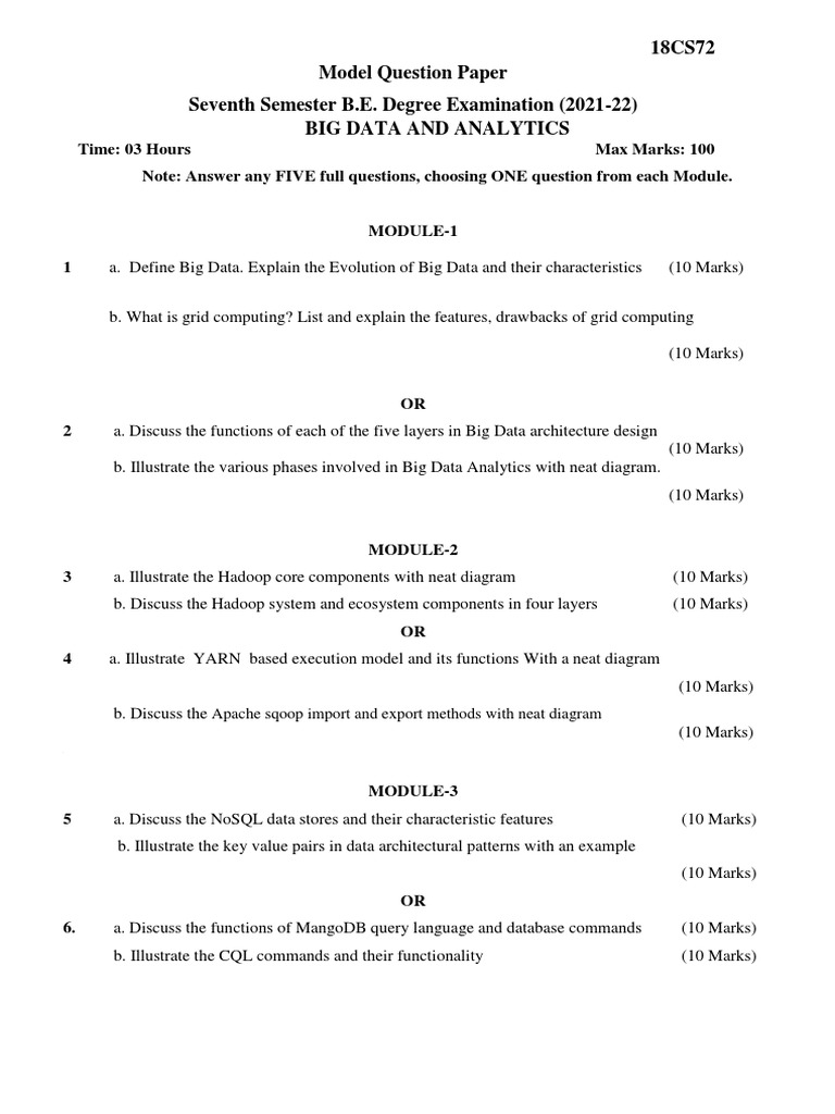 18CS72 | PDF | Big Data | Apache Hadoop