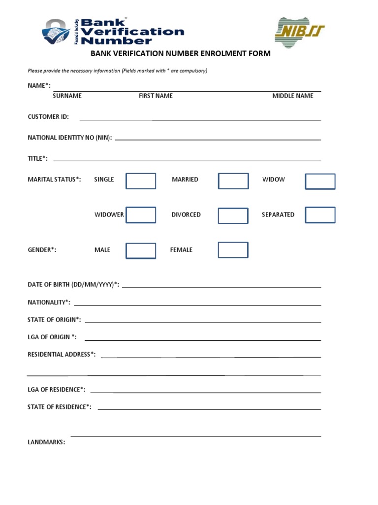 BVN Enrolment Form | PDF