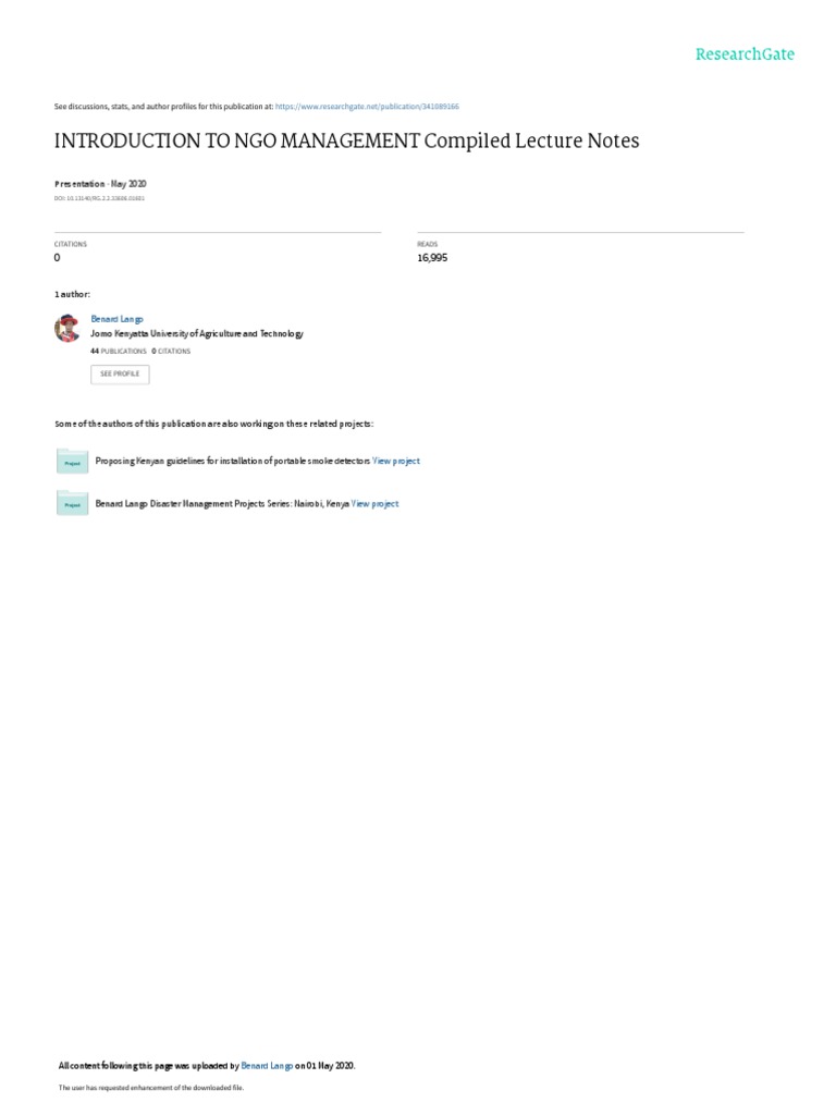 Introduction To Ngo Management Compiled Lecture Notes: Presentation ...