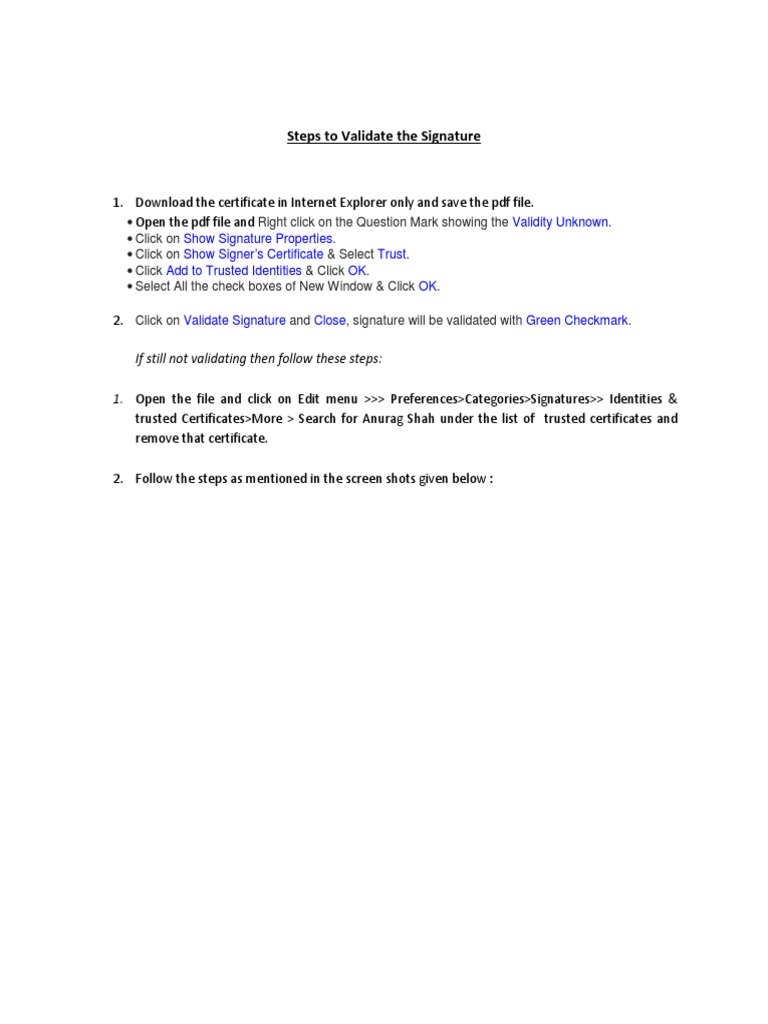 Steps To Verify Digital Certificate | PDF