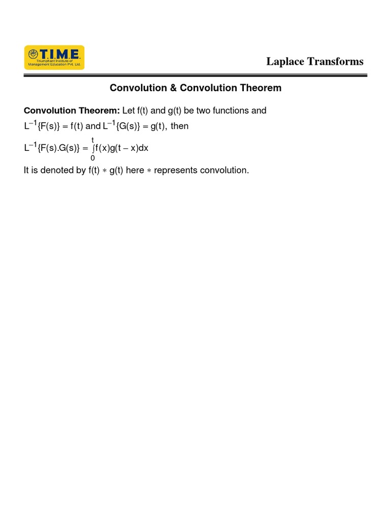 Laplace Transforms: Convolution & Convolution Theorem | PDF