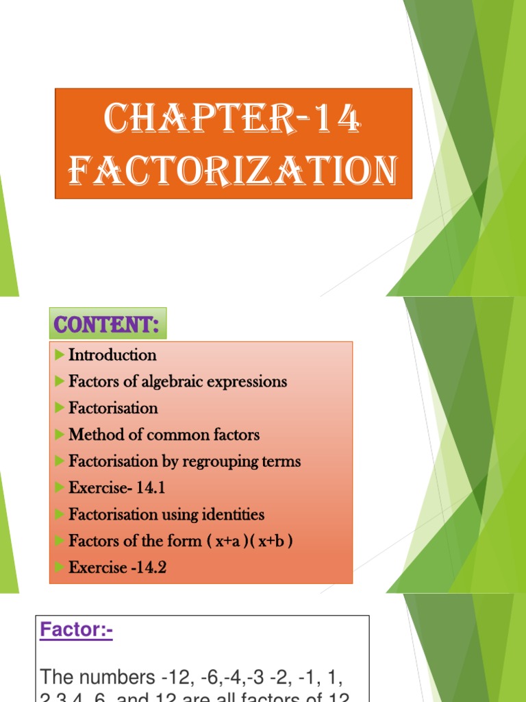 Class 8 Chapter 14 (Factorisation) Part 1 | PDF | Factorization | Algebra