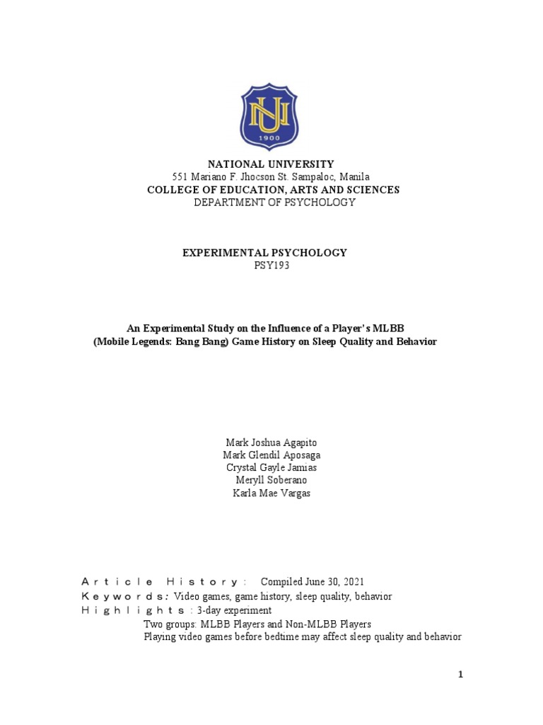 MLBB Game Experimental Research Final Paper | PDF | Statistics | Experiment