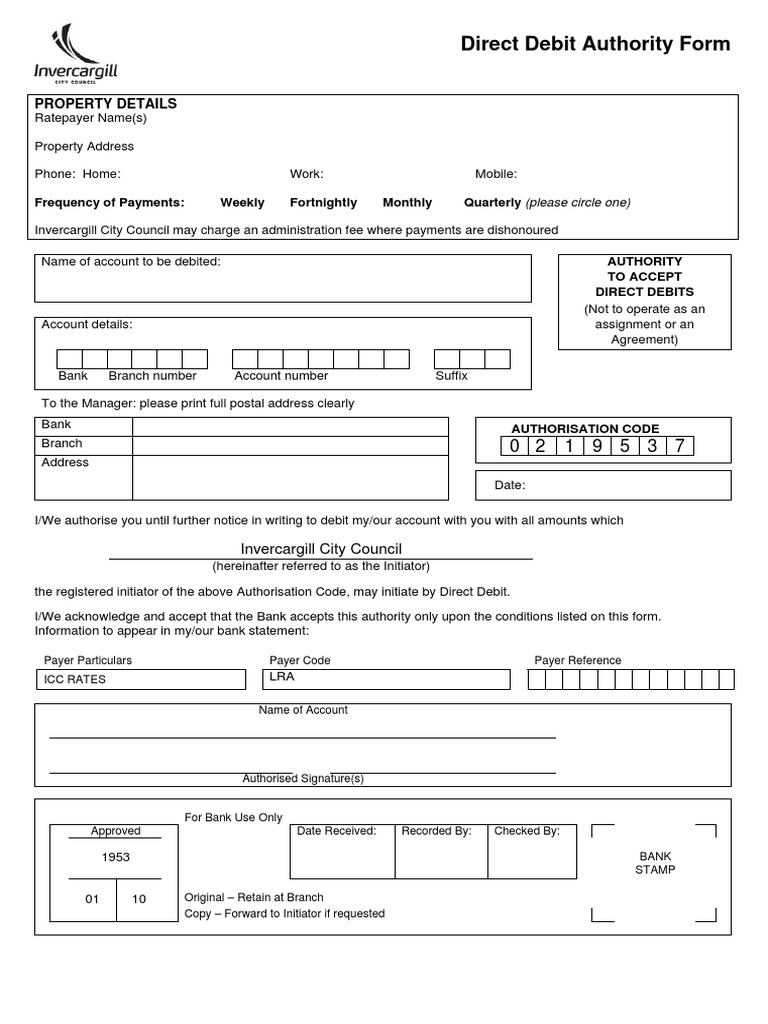 Direct Debit Application Form | PDF | Debit Card | Debits And Credits