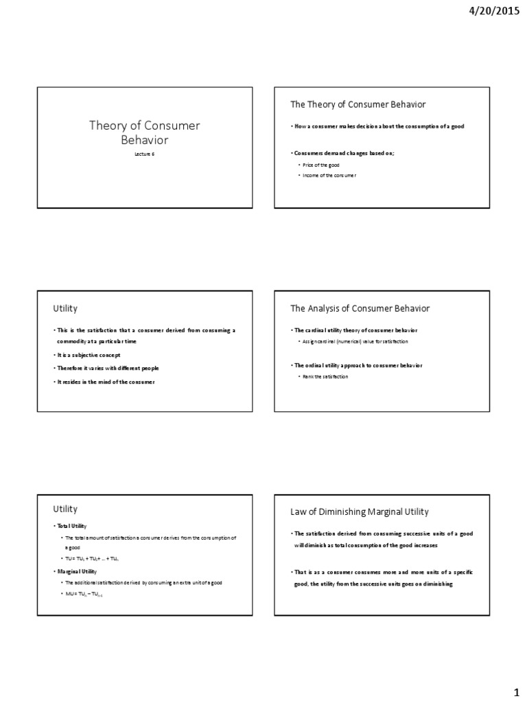 The Theory of Consumer Behavior | PDF | Utility | Economics