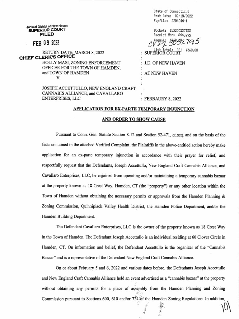 Application For Ex Parte Injunction | PDF