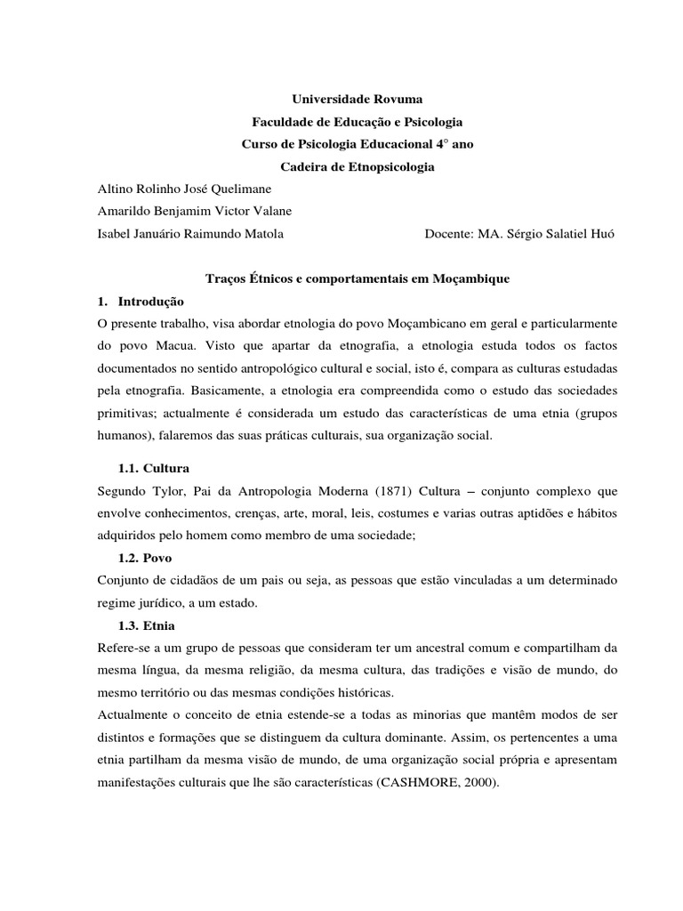 Povo Macua Pdf Grupos étnicos Moçambique