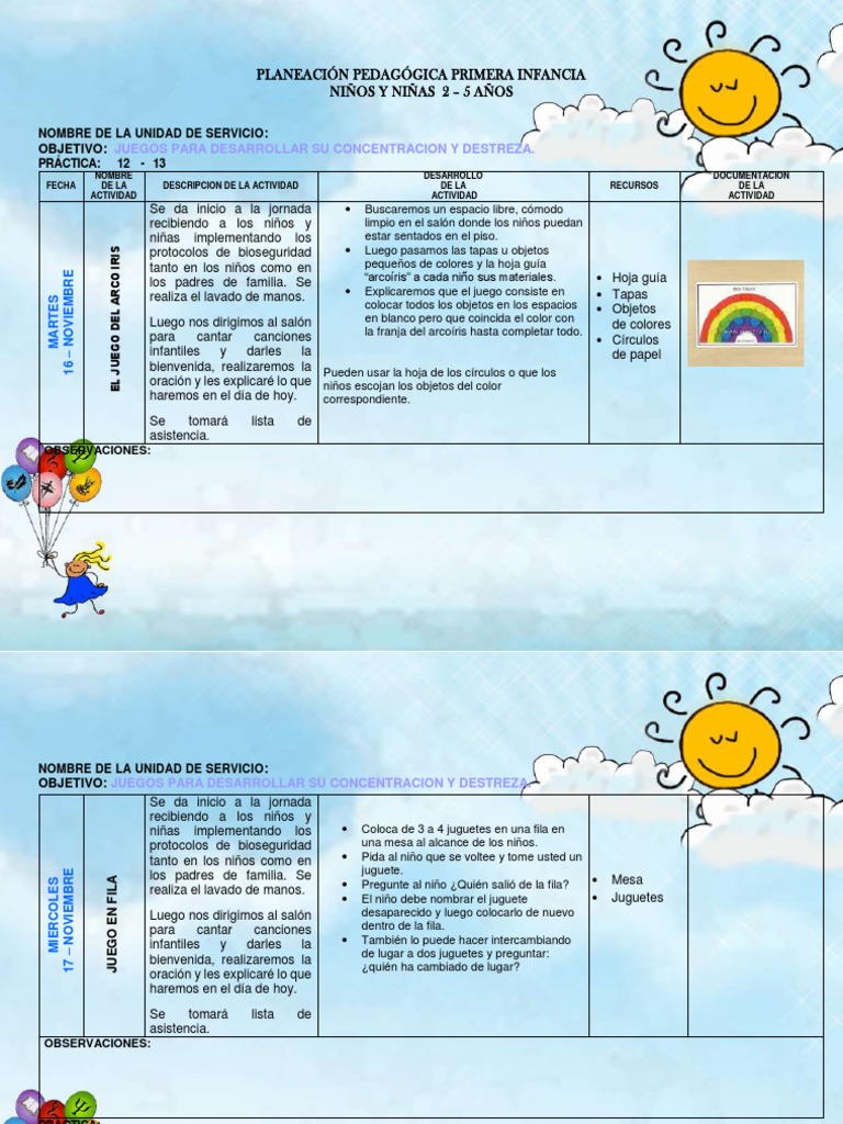 Planeación Noviembre Preescolar 2-5 Años | PDF