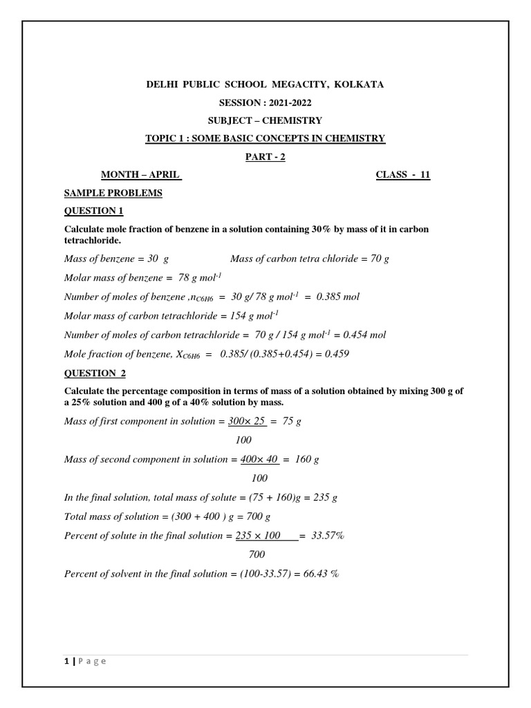 CHEM 11 - Lesson 1 - Some Basic Concepts in Chemistry | PDF | Mole ...