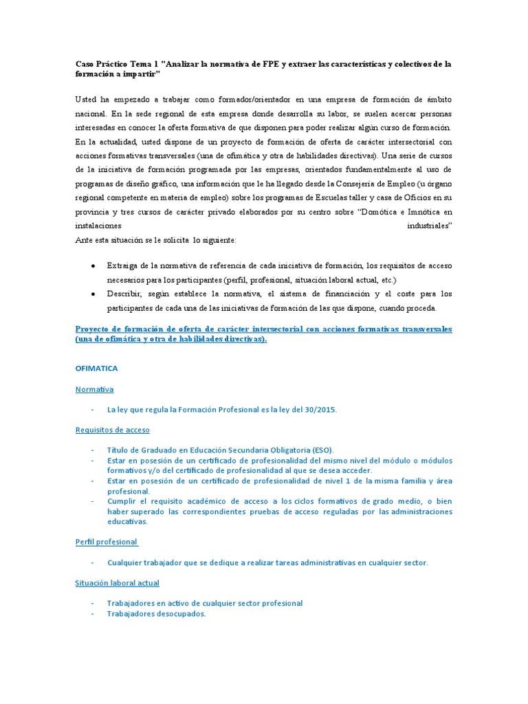 MF1442-Caso Práctico Tema 1 | PDF | Desarrollo profesional