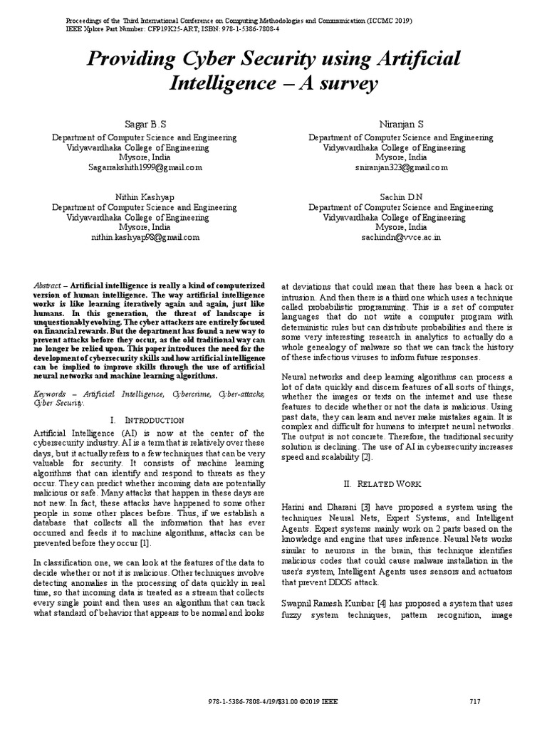 Ieee Cyber Security Using Ai | PDF | Intelligence (AI) & Semantics ...