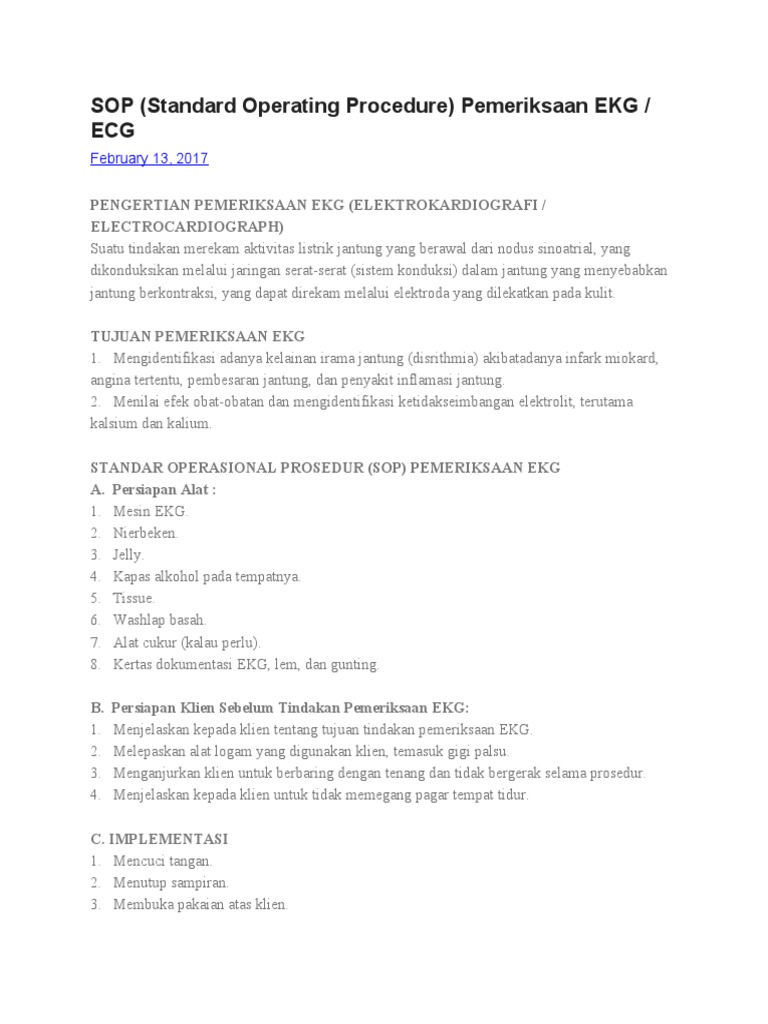 SOP Ekg Rajal | PDF
