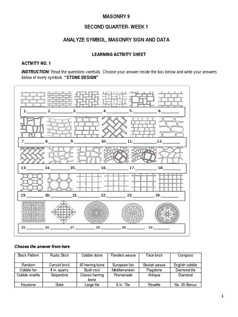 Masonry 9 2nd Quarter Week1 | PDF | Masonry | Brick