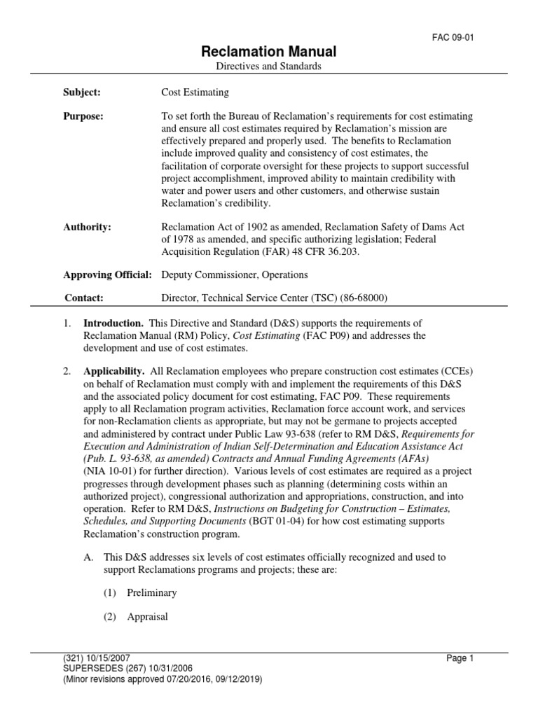 Reclamation Manual: Subject: Purpose | PDF | Procurement | Real Estate ...