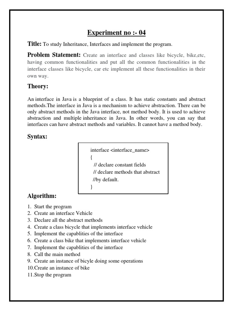 Experiment No:-04: Title: Problem Statement | PDF | Method (Computer ...