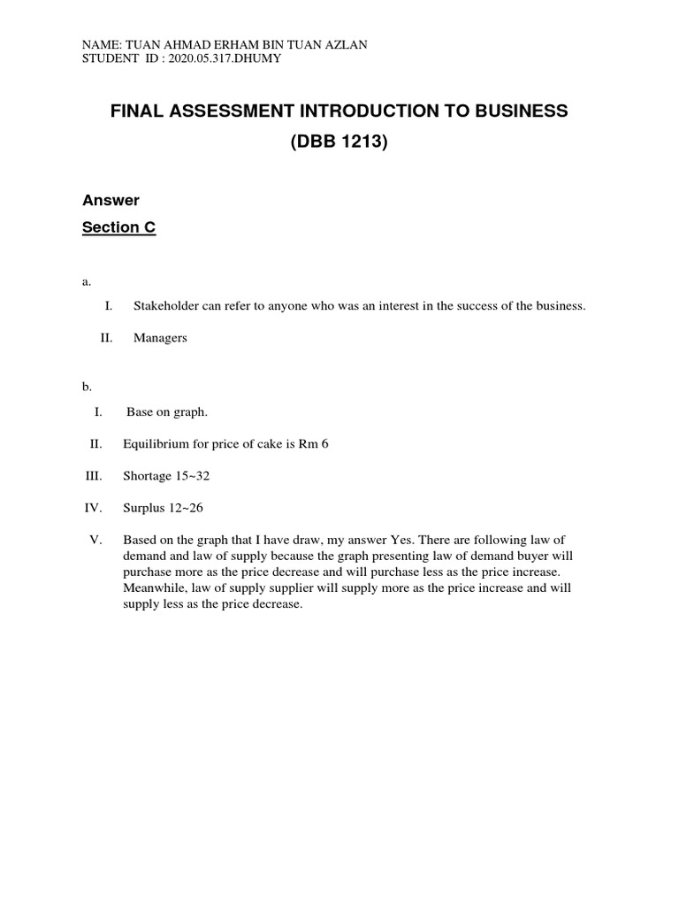 Final Assessment Introduction To Busines1 | PDF | Business | Finance ...