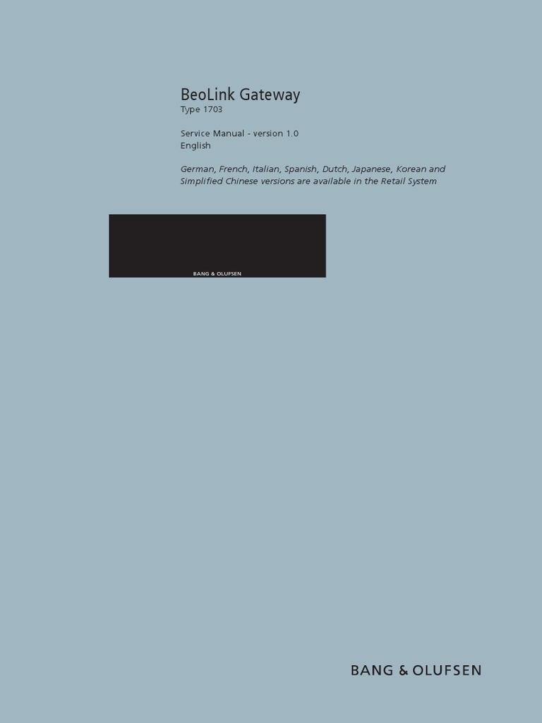 Beolink Gateway: Type 1703 Service Manual - Version 1.0 English | PDF ...