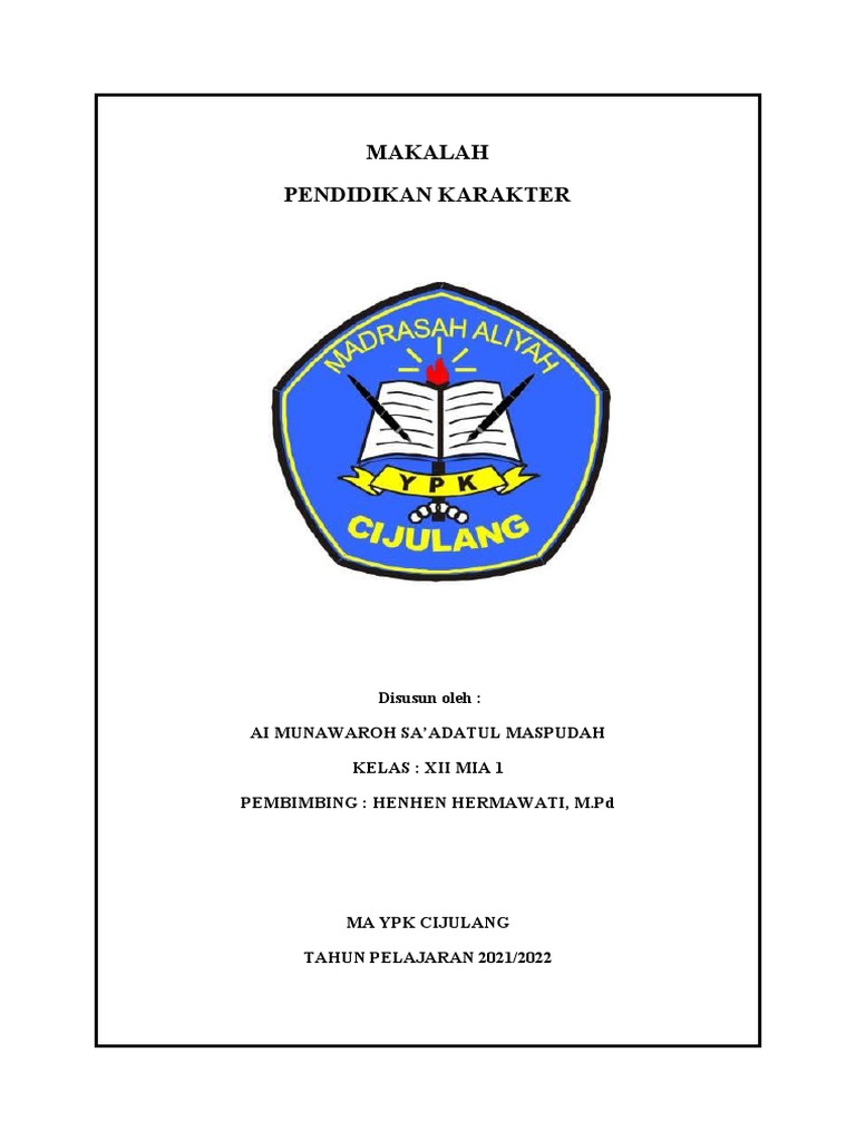 Makalah Pendidikan Karakter | PDF | Karier & Perkembangan