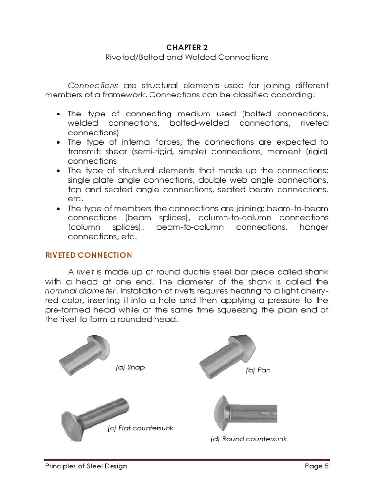 Riveted and Bolted Connections Overview | PDF | Screw | Rivet