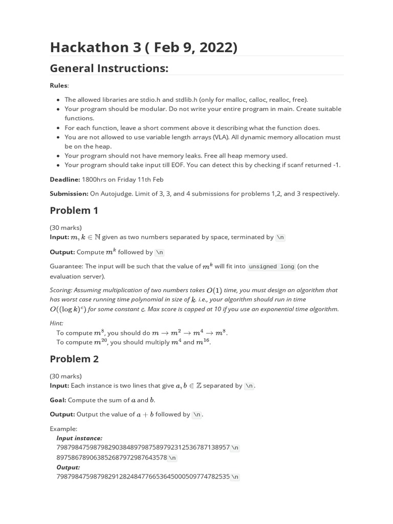 Hackathon 3 Instructions and Problems | PDF | Time Complexity ...