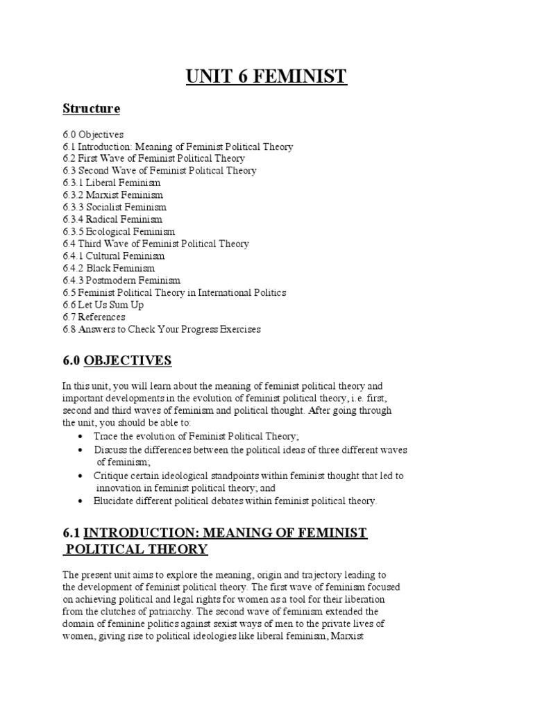 Unit 6 Feminist: Structure | PDF | Gender Studies | Feminism