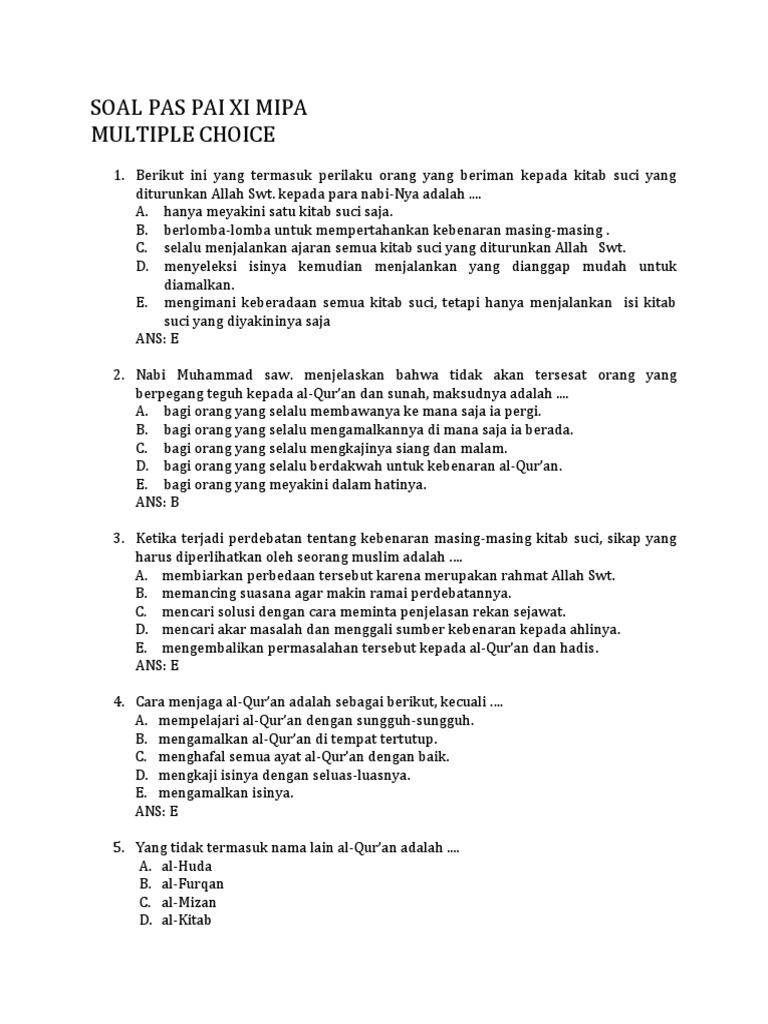 Soal Pas Pai Xi Mipa | PDF